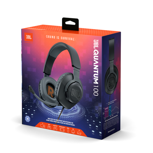 JBL Quantum 100 | Auriculares integrales para gaming con cable y micrófono abatible