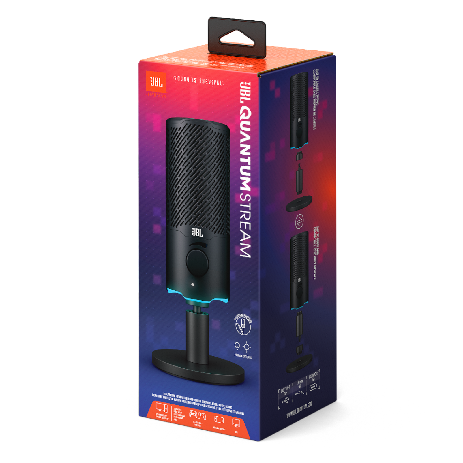 JBL Quantum Stream | Micrófono USB premium doble para streaming ...